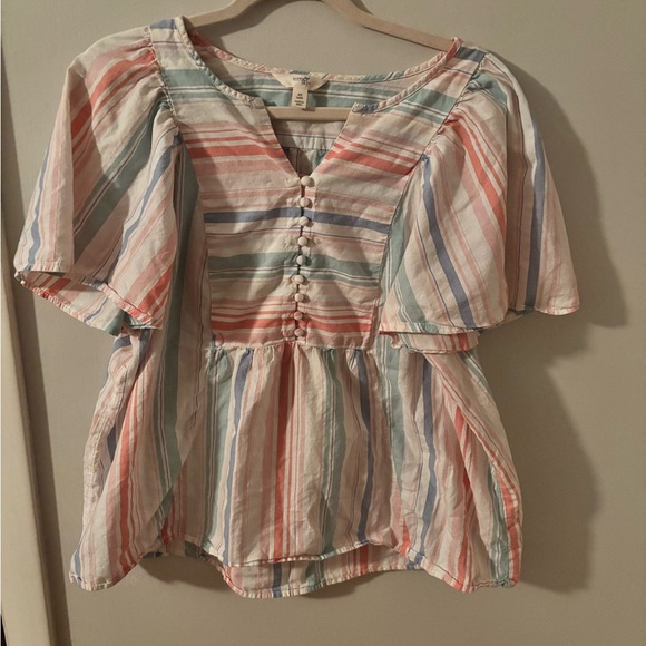 Terra & Sky | Tops | Terra Sky Pastel Striped Blouse | Poshmark